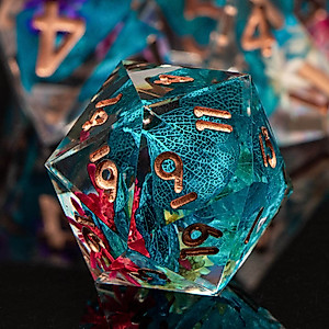 KERWELLSI DND Sharp Edge Dice Set, 7 Piece Resin Dice Set, Polyhedral Dice Set for Dungeons and Dragons Dice, Flower D&D Dice Set, RPG Role Playing D and D Dice D20 D12 D10 D8 D6 D4 with Box