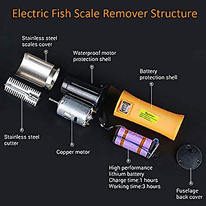 Electric Fish Scaler,Powerful Cordless Fish Scaler Scale Scraper Remover Cleaner Skinner Kit Build in 12V Rechargeable Battery