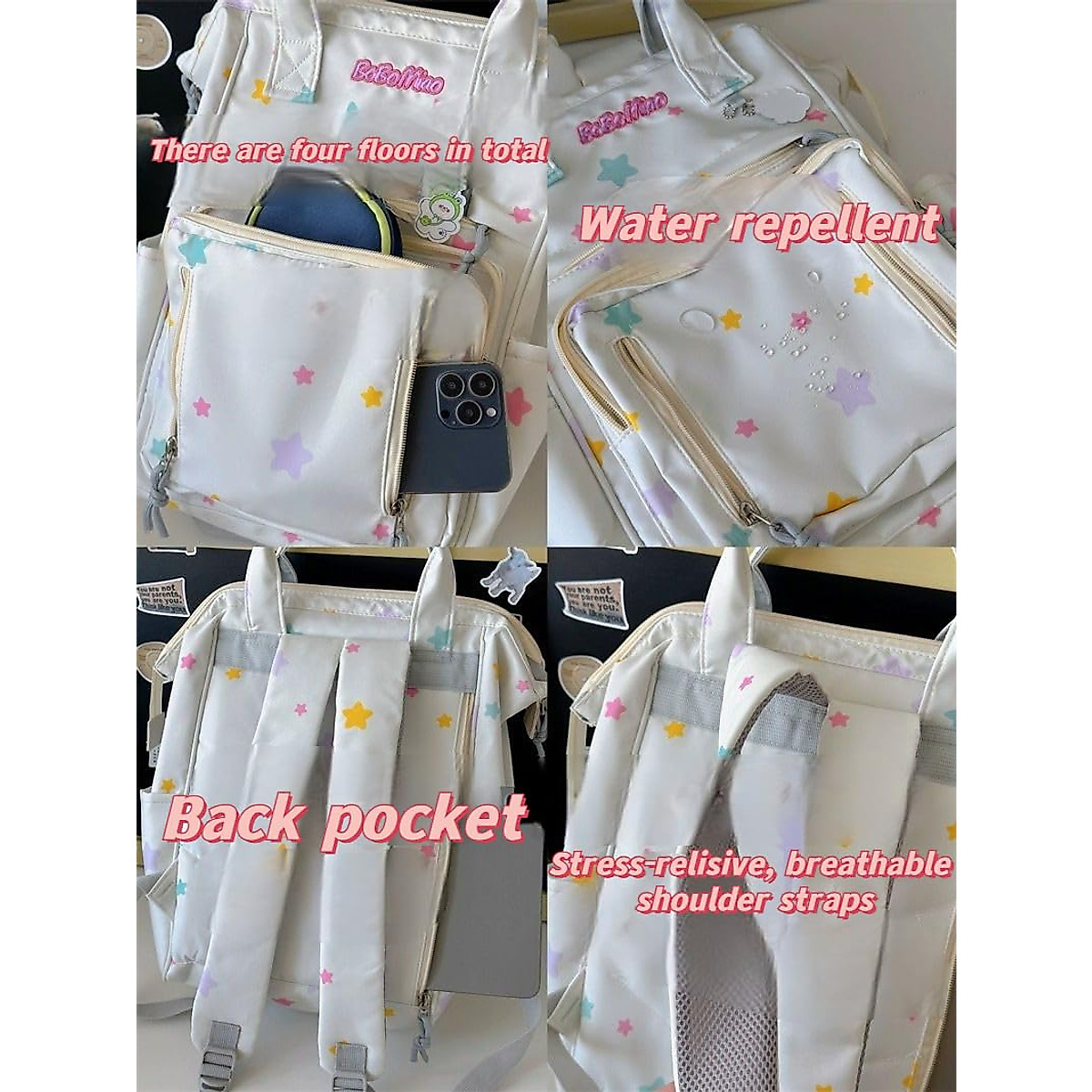 irLocy Star Backpack Y2K Backpack Cute Preppy Backpack Aesthetic Backpack Y2K Accessories (purple)