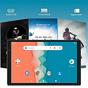 YQSAVIOR 2 in 1 Tablet 10 inch, 64GB ROM 512GB Expandable Tablet with LCD Writing Pen Included Android Tablet 5+13MP Camera, 2.4G&5G WiFi, Bluetooth 5.0 Computer Tab PC, Computer Tablet Gray