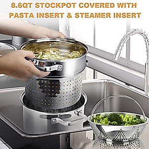 Duxtop Professional Stainless Steel Pots and Pans Set, 18-Piece Induction Cookware Set, Saucepan with Pour Spout and Strainer Lid, Impact-Bonded Technology