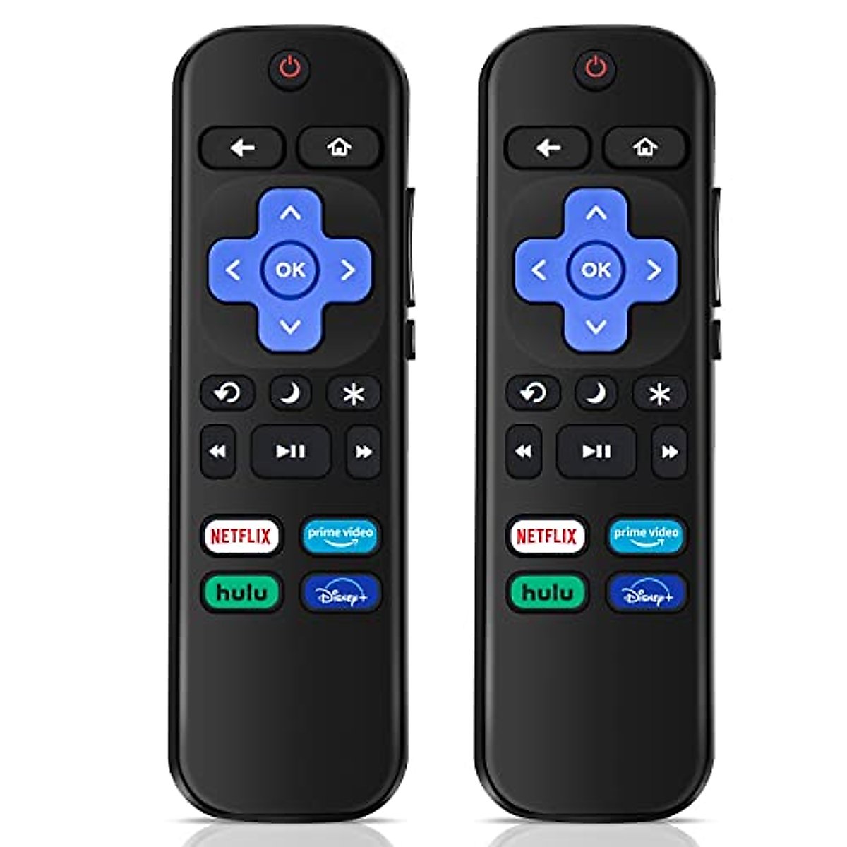 2 PCS Replaced Remote Control for Roku TV,Compatible for TCL Roku/Hisense Roku/Sharp Roku/Onn Roku/Insignia Roku ect,with Netflix Disney+/Hulu/Prime Video Buttons【Not for Roku Stick and Box】