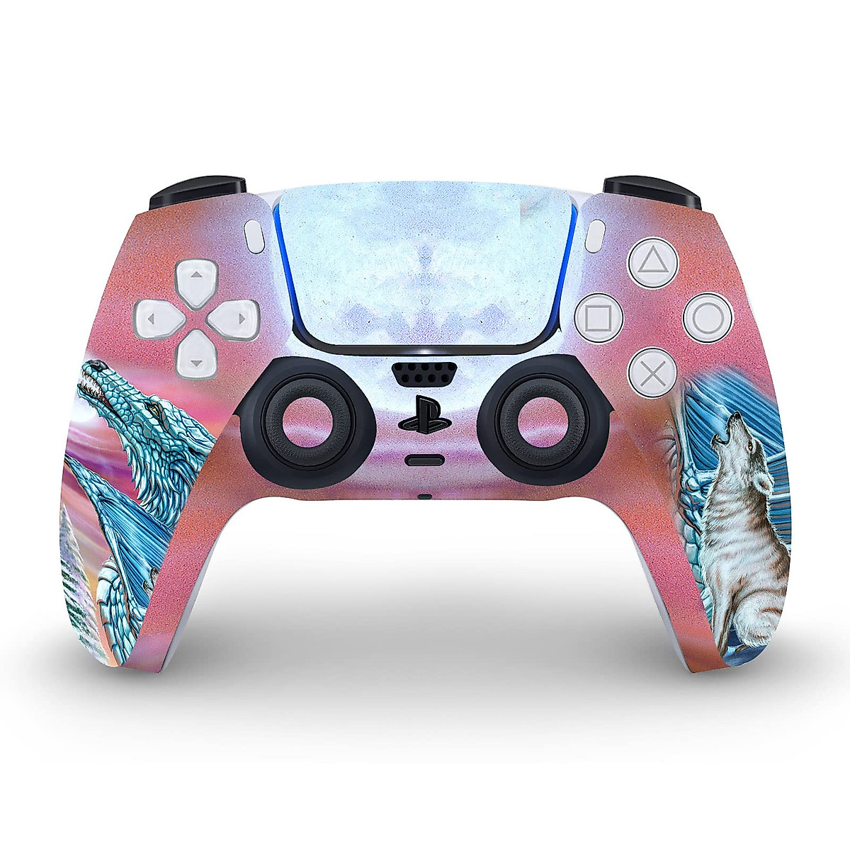 Head Case Designs Officially Licensed Ed Beard Jr Moon Song Wolf Moon Dragons Vinyl Faceplate Gaming Skin Decal Compatible with Sony Playstation 5 PS5 Disc Edition Console & DualSense Controller