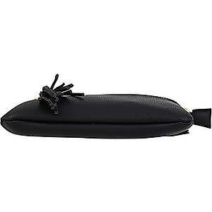 B BRENTANO Vegan Mini Multi-Zipper Crossbody Handbag Purse with Tassel Accents (Black.)