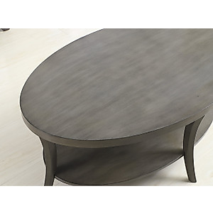 Roundhill Furniture Perth Contemporary Oval Shelf Coffee Table, Gray