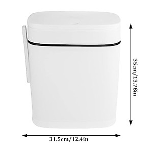 BEAHING Bathroom Bin with Toilet Brush Holder 14L Slim Trash Can White Wastebasket Garbage Bin with Press Top Lid for Kitchen Rubbish bin