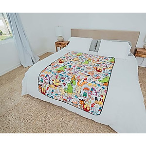 Nickelodeon Cartoon Collage Fleece Throw Blanket | Soft Polyester Cover For Sofa, Bed | 45 x 60 Inches
