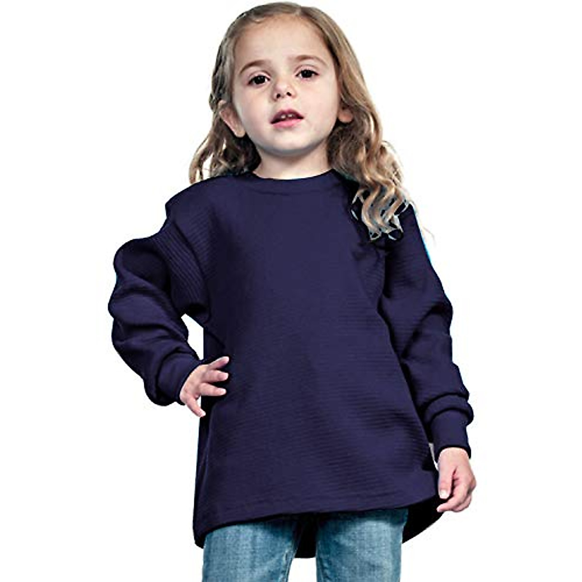 Shaka Wear KTC03_L Thermal Long Sleeve Crewneck Waffle Shirt Navy L