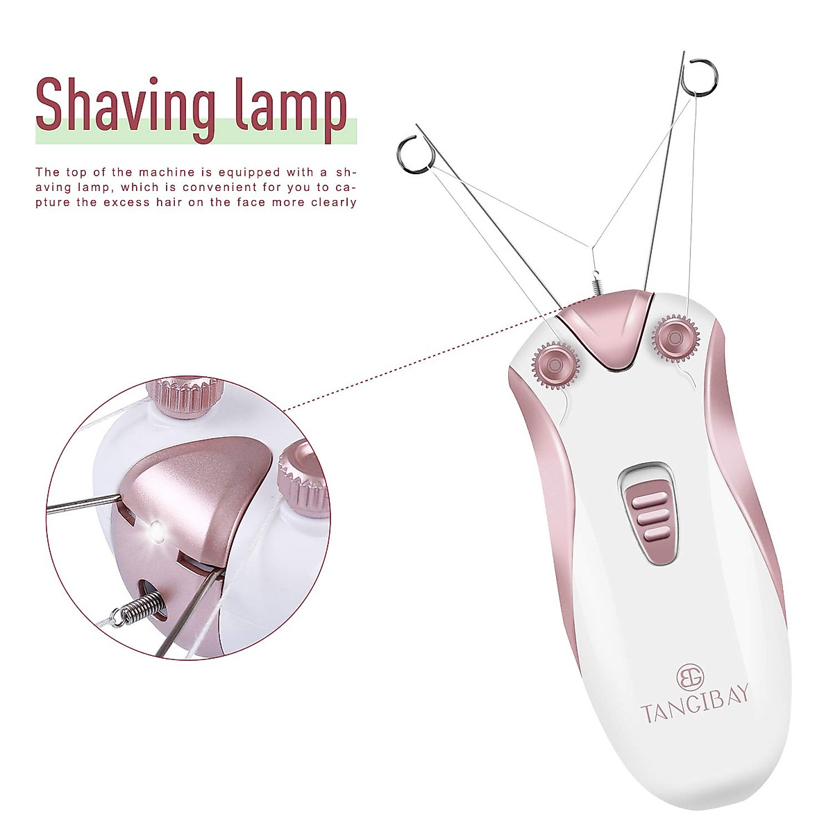 TANGIBAY Facial Threading Hair Removal and Cotton Thread Face Epilator for Women and Ladies, Electric Cordless and Rechargeable (Rose Gold)