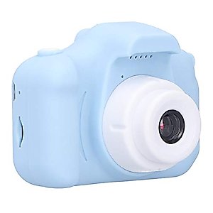 Jopwkuin Children Camera, ABS and Silicone Environmentally Friendly Children Camera Toy Small Size Portable with Lanyard for Gifts(Blue)