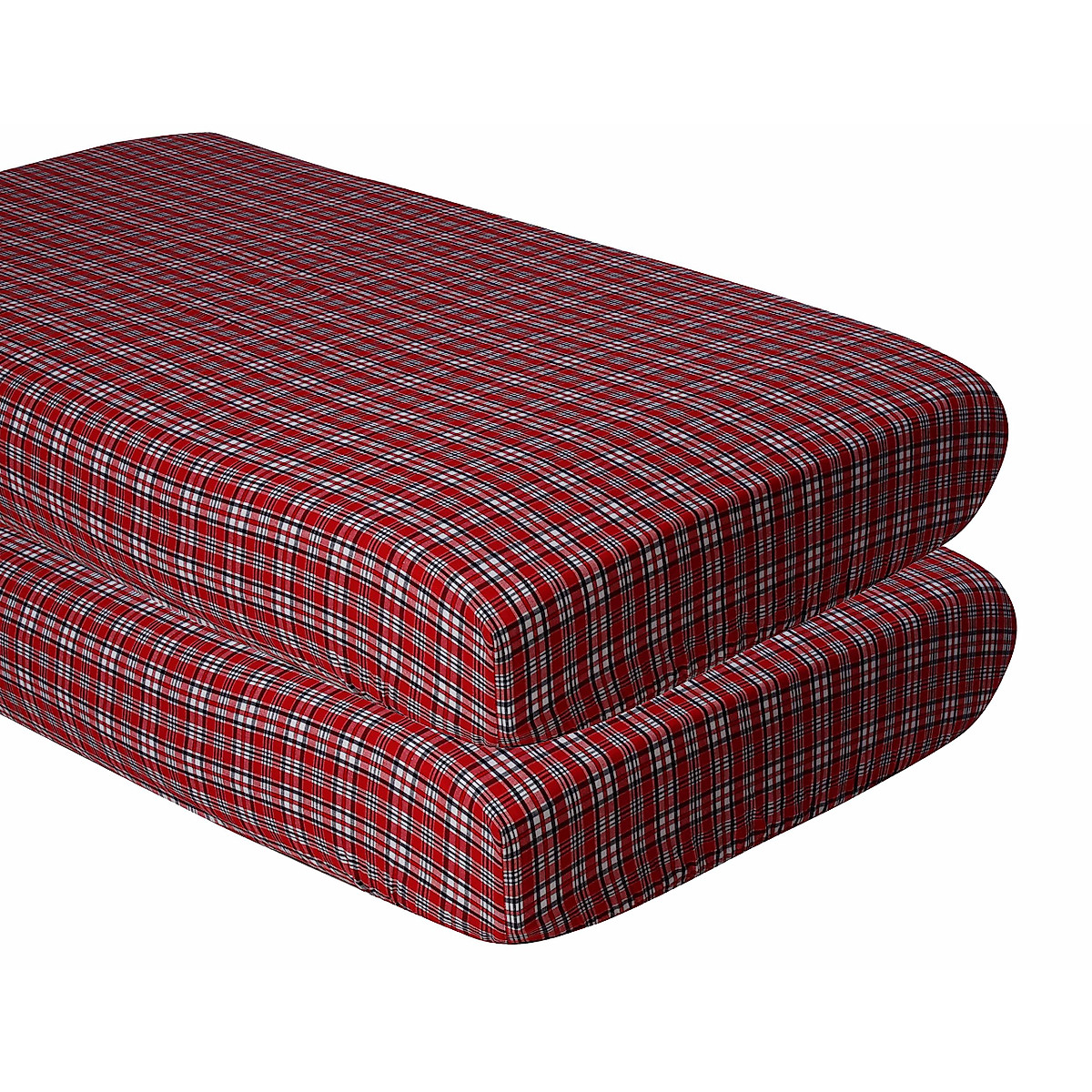 Bacati Crib Fitted Sheet, Red Plaids Yarn Dyed (Pack of 2)