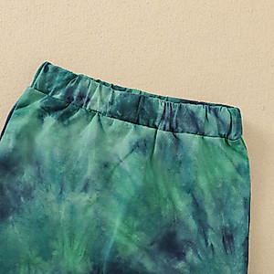 Summer Toddler Baby Boy Girl Outfit Set Tie Dye Short Sleeve T-Shirt Tops Shorts Pants 2 Piece Clothes Set