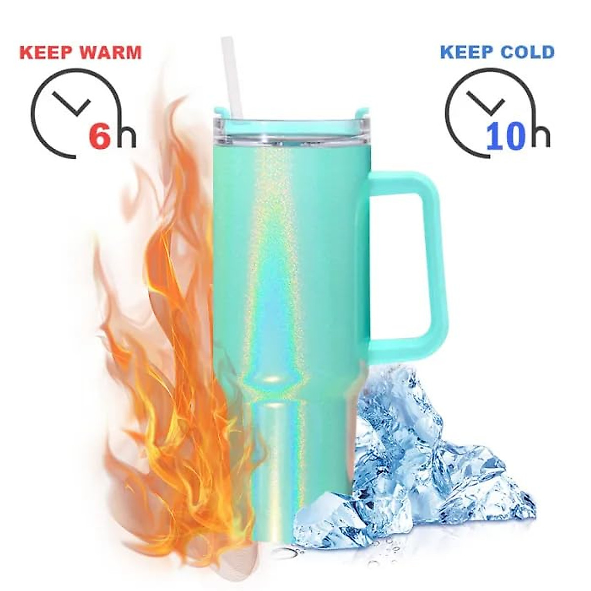 Icesip 20 Pcs 40 oz Sublimation Tumbler Blank Stainless Steel Tumblers Sublimation Cups With Mix Color Handle Travel Mug Bulk DIY Gift