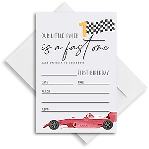 LoaHak Fast One Birthday Invitation, Race Car Birthday Invitation, First Birthday, Race Car Birthday Invitation, Race Car birthday party invitations. (019)
