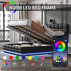 Morhome Queen Platform Upholstered Bed Frame with 4 Storage Drawers and Wingback Headboard, Diamond Stitched Button Tufted Bed Frame, No Box Spring Needed