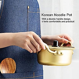 Ramen Pot, Ramen Noodle Pot, Korean Yellow Aluminum Stockpot Instant Noodles Pot for Home Kitchen Use(16cm)
