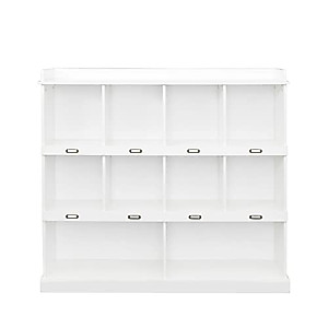 PKUGU White Bookshelves, 10-Grid Floor Standing Storage Shelves, 3-Tier Bookshelf with Storage, Vertical Cabinet Bookcase, Modern Open Bookshelf, Bookcases for Bedroom Study Living Room