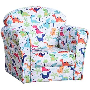 Qaba Kid's Sofa Chair with Dinosaur Design and Thick Padding, Flannel-Covered Toddler Armchair for Bedroom, Playroom