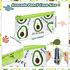 4 Pieces Avocado Pencil Case Cute Waterproof Transparent Pencil Bag Avocado Pen Marker Holder Pouch Box Zipper Pen Case Makeup Bags Stationery Organizers for Students Boys Girls Women Over 6 Years