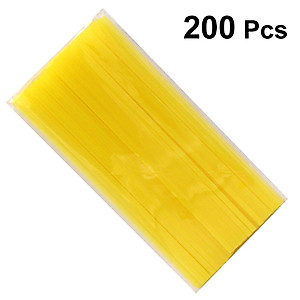 DOITOOL 200 Pcs Plastic Straws Disposable Flat Mouth and Straight Drinking Straws Smoothie Drink Straws for Wedding Birthday Party Favors- 26x0.6 cm (Yellow)