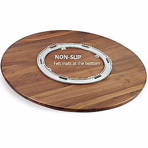 MAGIGO 27 Inches Black Walnut Wood Lazy Susan Organizer, Solid Wooden Round Turntable, Rotating Tray for Table Top/Counter Top