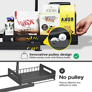 Slow Slog Under Sink Organizers and Storage, 2-Tier Sliding Under Sink Organizer, Under Cabinet Storage, Multi-Purpose Slide Out Sink Shelf, Under the Sink Organizer for Bathroom, Kitchen (Black)