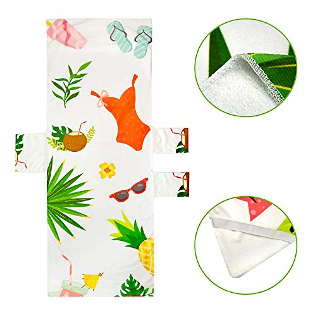 Pool Chair Cover Towel Beach Chair Cover Patio Chaise Lounge Chair Cover Sunbathing Beach Towel with Side Pockets for Summer Hotel Holiday Garden, No Sliding