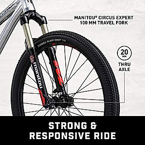 Mongoose Fireball Dirt Jump Mountain Bike, 26-Inch Wheels, Mechanical Disc Brakes, Chrome