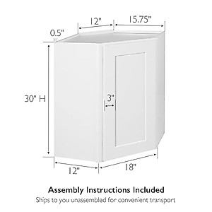 Design House 561779 Brookings Corner Wall Kitchen Cabinet WAC2430 24x30x12, White