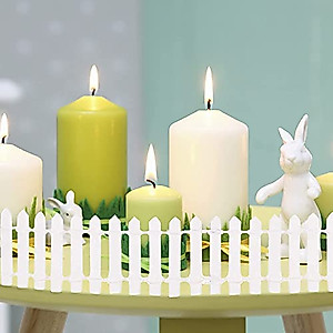 Prsildan Miniature Fairy Garden Fence, DIY Wood Picket Fence Mini Ornament for Dollhouse (White Two Packs)
