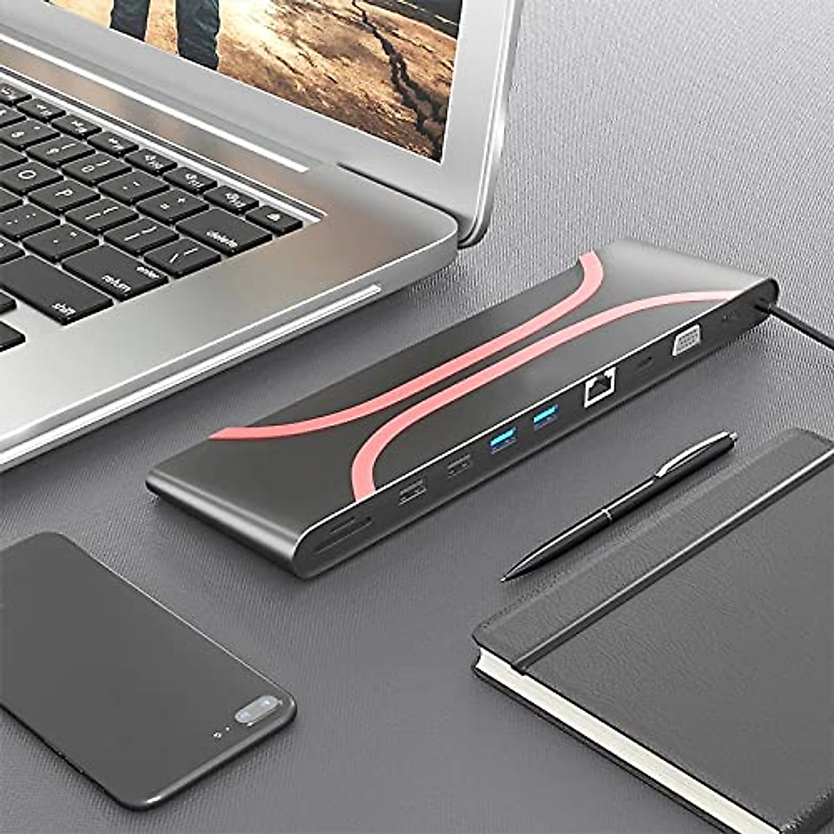 GPPZM USB Type C HUB to HDMI RJ45 Card Reader USB 3.0 PD Adapter USB C HUB for Computer Tablet PC Dock Splitter