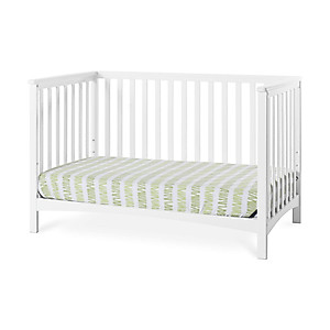 Child Craft London 4-in-1 Convertible Crib, Baby Crib Converts to Day Bed, Toddler Bed and Full Size Bed, 3 Adjustable Mattress Positions, Non-Toxic, Baby Safe Finish (Matte White)