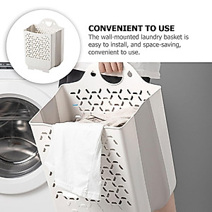 Healvian Collapsible Laundry Basket Wall Mounted Laundry Hamper Plastic Wall Hanging Laundry Basket Dirty Clothes Basket Foldable Storage Basket for Bedroom,Bathroom,Wardrobe, Dormitory