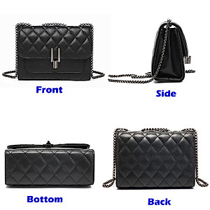 YXBQueen Designer Crossbody Bags for Women Quilted Handbag lattice Bag small Black Purses with Gold Chain strap