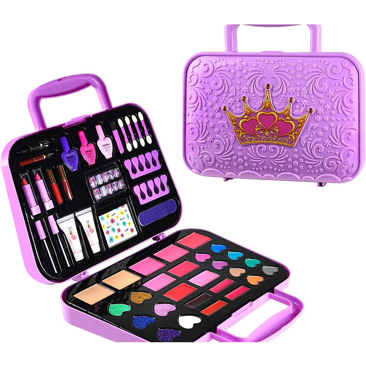 Toysical Makeup Kit for Girls, 51 PCS Pretend Makeup Set for Kids, Real Makeup Toys for Girls, Non Toxic, Princess Toys for Girls, Birthday Gift for 3 4 5 6 7 8 9 10 Years Old Children