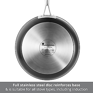 MasterPRO - Vital Forged Aluminum 11” Fry pan - Durable Quick Heating Pan with Stainless Steel Handles - Durable Cookware for All Stove Types - Dishwasher Safe