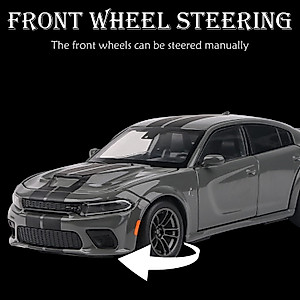 JIAYEMODEL Speed & Furious 1:32 Diecast Toy Car Model for Charger SRT Muscle Cars,Steering Suspension,Mini Vehicles Toys for Kids,Boyfriend Gift（Grey）
