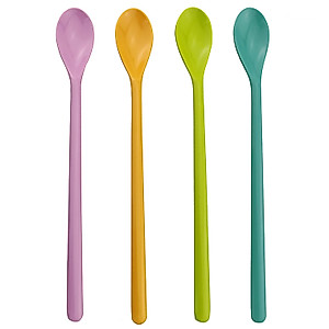 ZZLZX 4PCS 8.9 inches Long Handle Spoons Long Handle Mixing Spoon Coffee Spoons Tall Iced Tea, Ice Cream Sundae, Cocktail, Hot Chocolat Stirring Longdrink Spoons (Pink Yellow Blue Green)