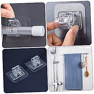 FBITE Curtain Tiebacks,Curtain 1Hanging Rod Clamp Shower Rod Hooks Shower Rod Holder Plastic Standbar Hook Curtain Rod Clip Curtain Rod Fixing Clip/Transparent Color/6 * 5 * 4.5Cm
