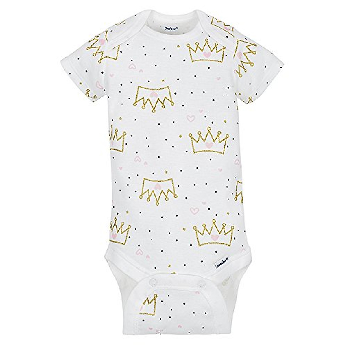 Gerber Baby Girls 5-Pack Short Sleeve Variety Onesies Bodysuits, Princess Crown, 0-3 Months