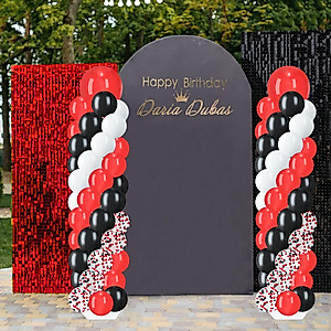 2 Sets Balloon Column Stand Kit with 100 Balloons 6 Ft Adjustable Balloon Stands Kit for Floor Red Black White Balloons Arch Column for Shower Birthday Graduation Racing Car Poker Card Decorations