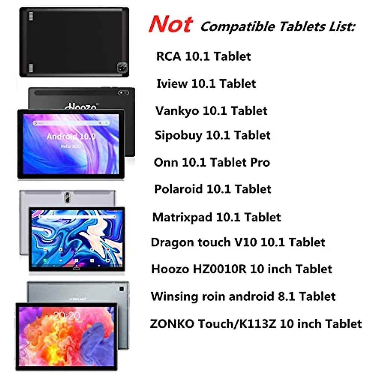 HminSen Stand Cover for Victbing 10, ZONKO 10.1，Hoozo 10, Winsing 10, Lectrus 10.1 Tablet (Black)