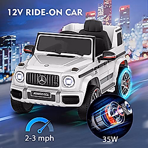 ANPABO Licensed Mercedes-Benz G63 Car for Kids, 12V Ride on Car w/Parent Remote Control, Low Battery Voice Prompt, LED Headlight, Music Player & Horn, Soft Start, Kids Electric Vehicle, White