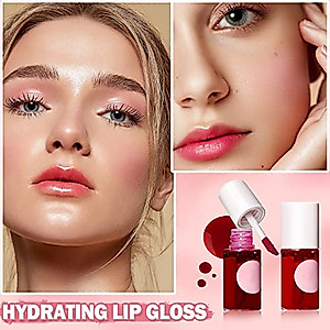 CAHIUYOA Lip Tint Stain Set,Korean Long Lasting Moisturizing Waterproof,High Pigment Multi-use and Cheek Tint,Natural Makeup tinta para labios(#01#02)