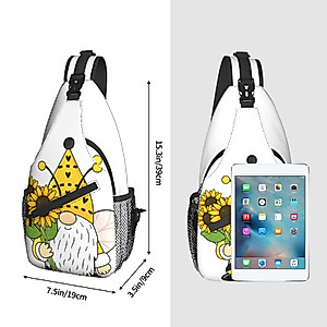 SUPLUCHOM Sling Bag Sunflower Gnomes Bee Farmhouse Hiking Daypack Crossbody Shoulder Backpack Travel Chest Pack for Men Women