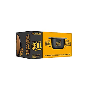 KitchenCraft Microwave Grill Pan and Browning Dish, Fast cooking, Oven-quality Food, Sturdy and Lightweight, 26 x 29 x 9 cm, Black
