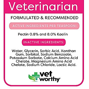 Vet Worthy Anti-Diarrhea for Cats - Cat Supplement to Help Relieve Diarrhea, Stomach Upset, and Discomfort - Pet Digestive Health Support with Kaolin and Pectin - 4oz