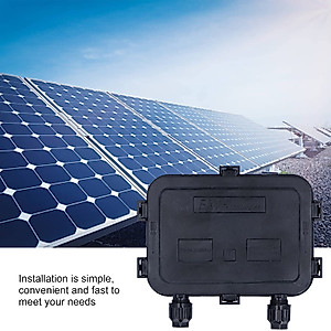 Solar Junction Box Photovoltaic Electrical Enclosure Case Solar Panel Accessories Plastic and Brass Material 210W‑250W 1000V for Solar Connection Construction Sites