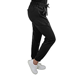 JDM Uniforms Women's 5 Pocket Jogger Scrub Pant Medical Nursing Black-Large