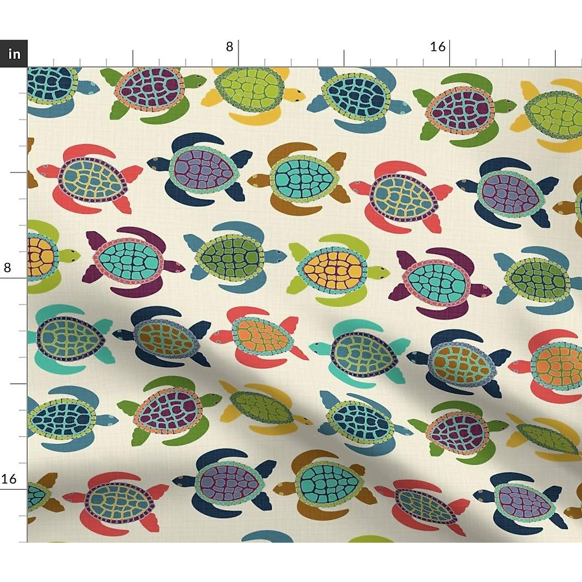 Spoonflower Fabric - Sea Turtle Cw4 Colorful Beach Ocean Scales Nautical Swim Printed on Petal Signature Cotton Fabric by The Yard - Sewing Quilting Apparel Crafts Decor